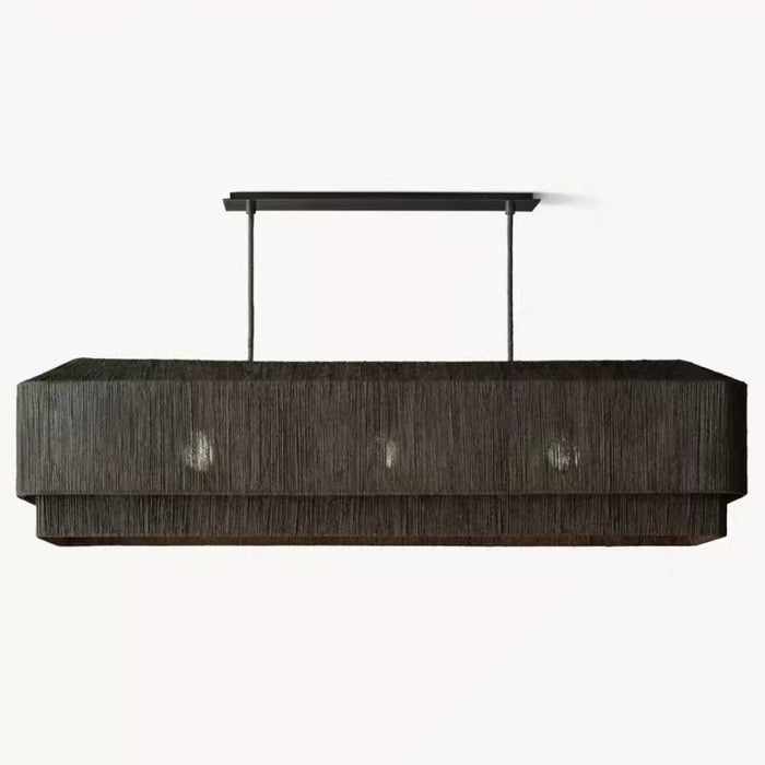 Linear Rattan Chandelier | Japandi & Wabi-Sabi Dining Light | Hand ...