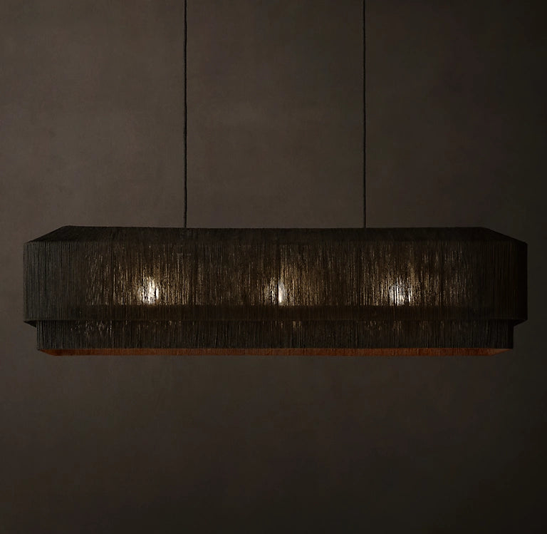 Linear Rattan Chandelier | Japandi & Wabi-Sabi Dining Light | Hand ...