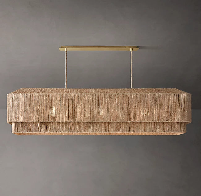 Linear Rattan Chandelier | Japandi & Wabi-Sabi Dining Light | Hand ...