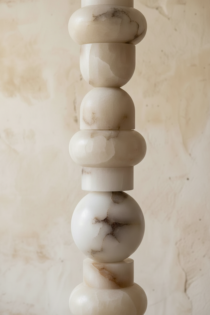 Solid Alabaster Totem Floor Lamp | Organic Sculptural Design | Hand ...