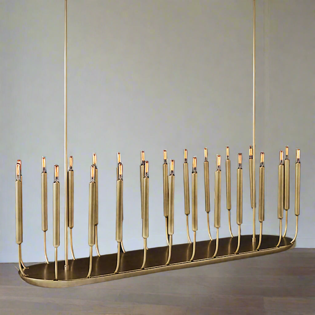 Linear Copper Chandelier – 20/24-Light Modern Dining Fixture