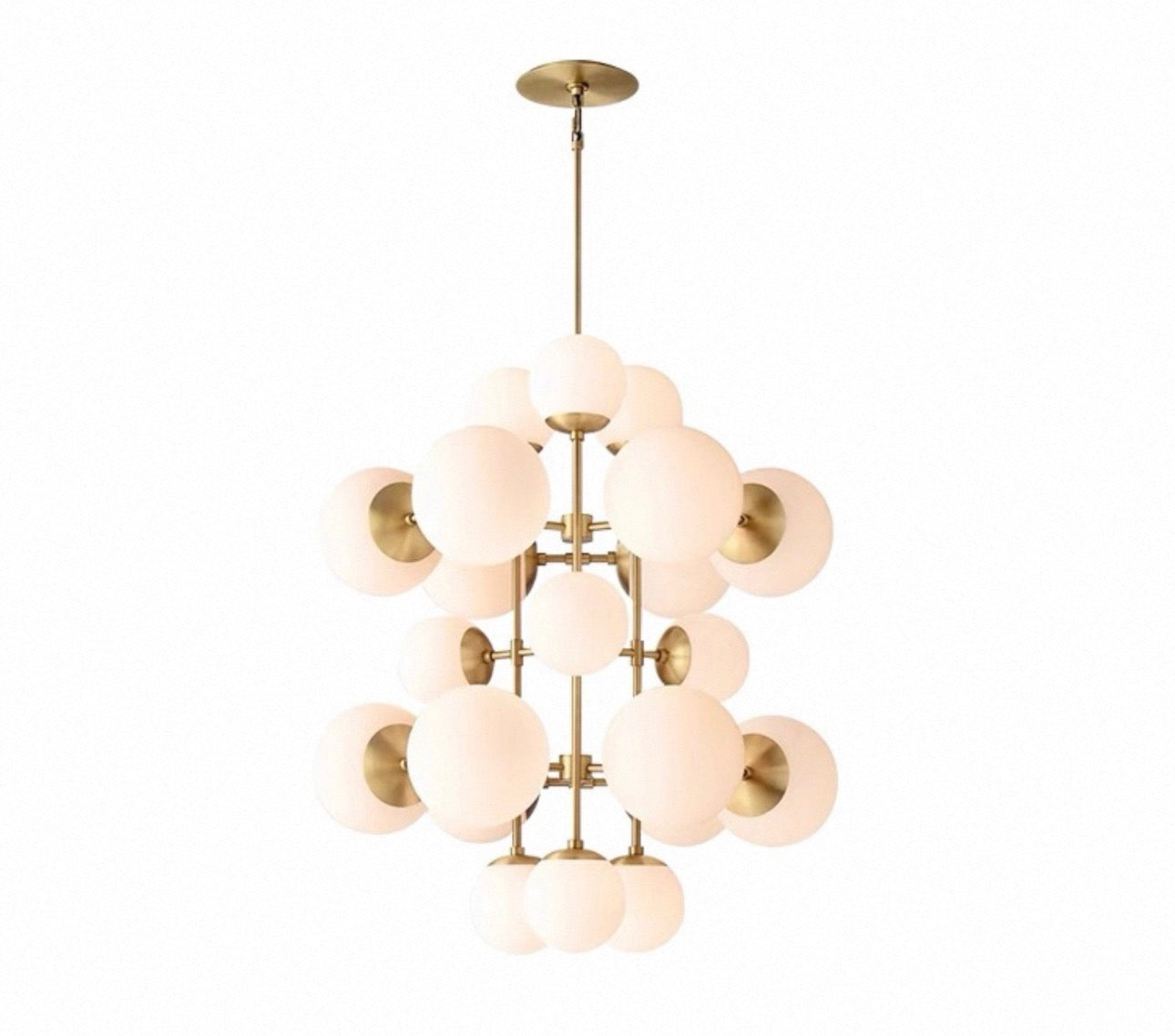 Solid Brass 19-Light Cluster Chandelier | Mid-Century Modern Cloud ...