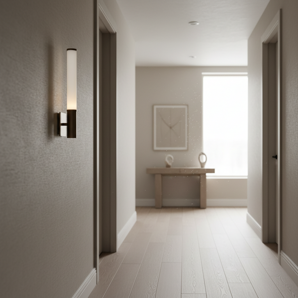 Alabaster Tube Wall Sconce Brass – Modern Vertical Light