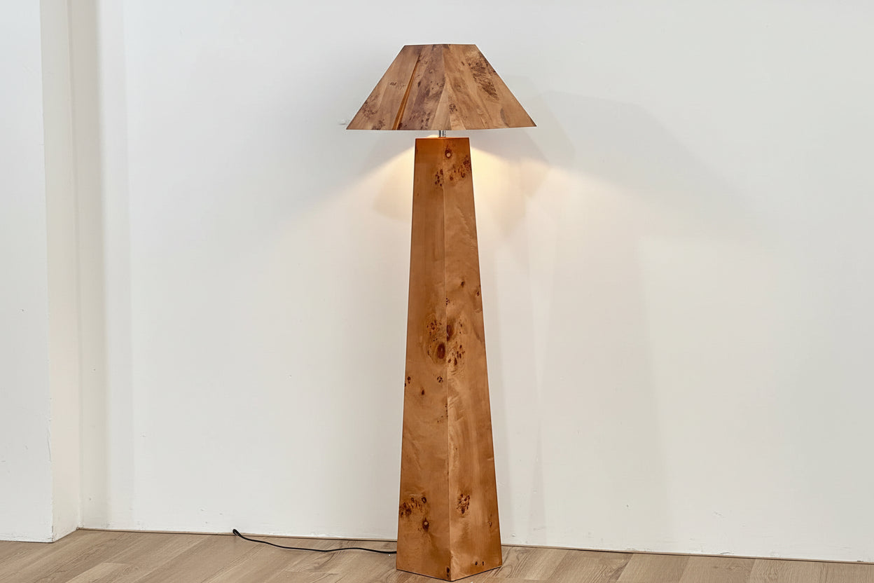 Solid Burl Wood Floor Lamp | Minimalist Japandi Floor Lamp For Living ...