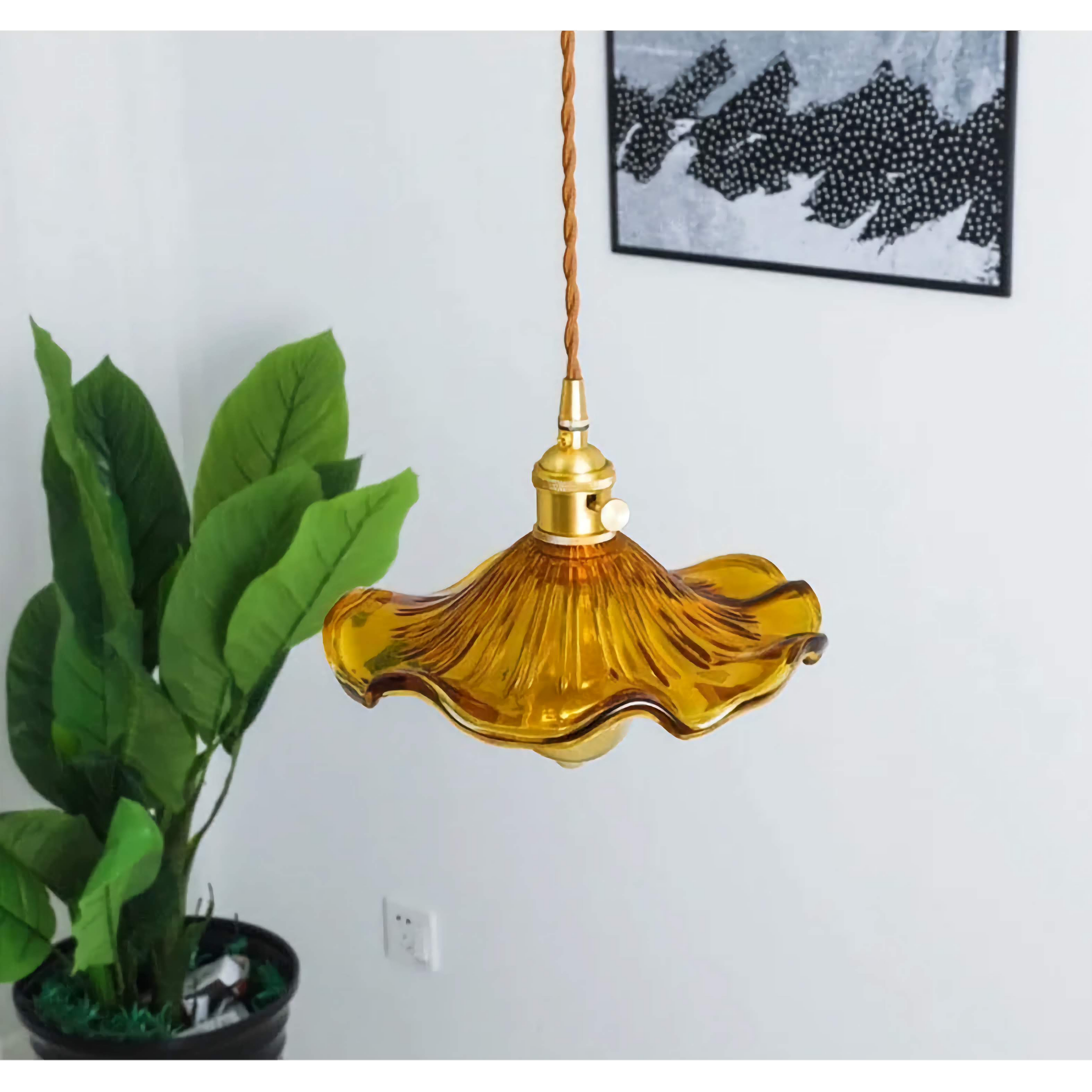 Glass Pendant Lighting | Green Champagne Biophilic Design Cottagecore ...