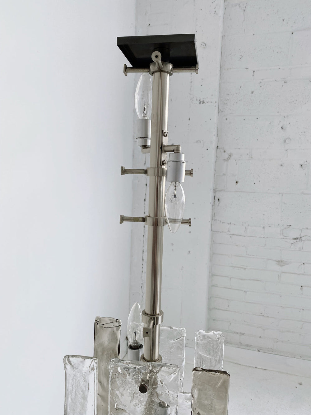 Murano Glass Column Floor Lamp Brutalist Light Totem Stainless Steel ...