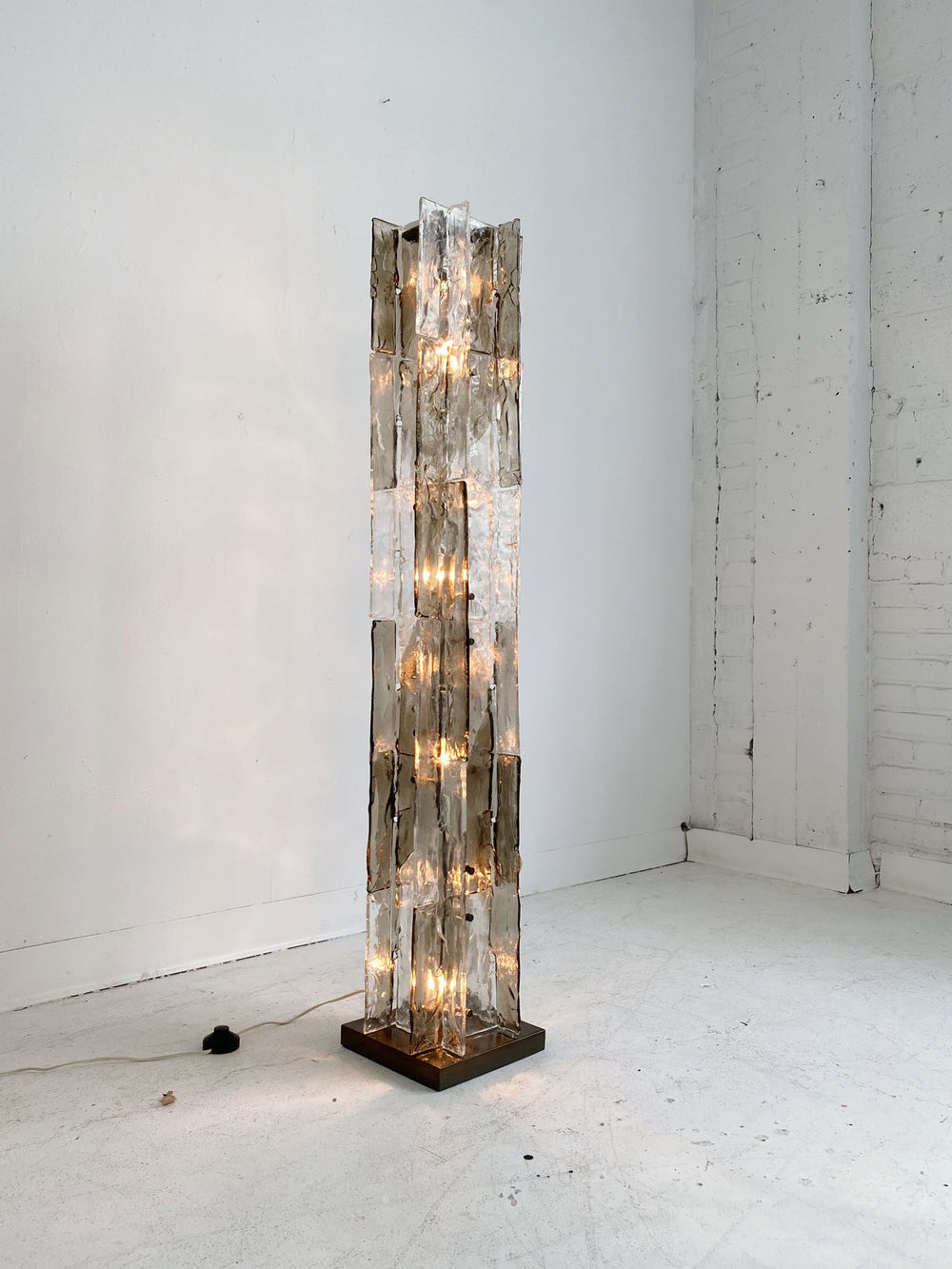 Murano Glass Column Floor Lamp Brutalist Light Totem Stainless Steel ...