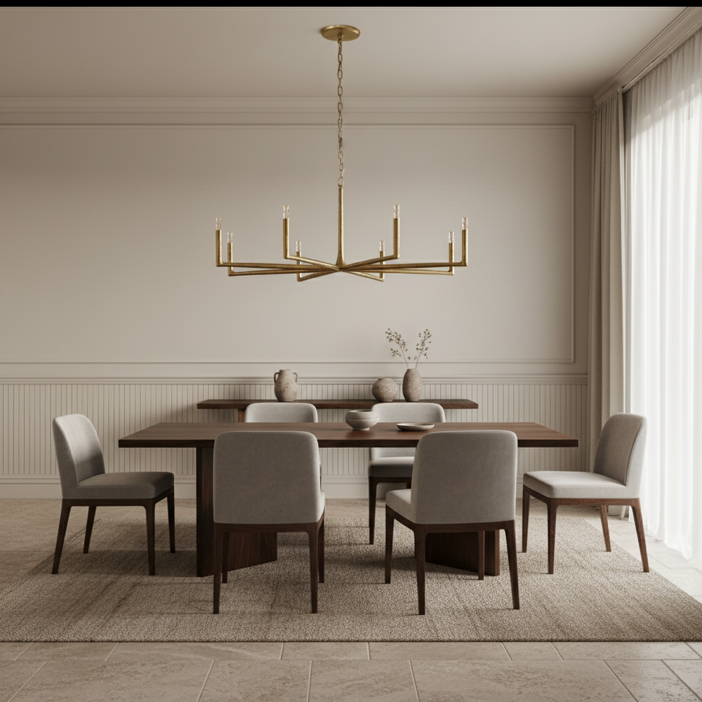 Modern Branch Chandelier – Luxury Copper Linear Dining Room Light