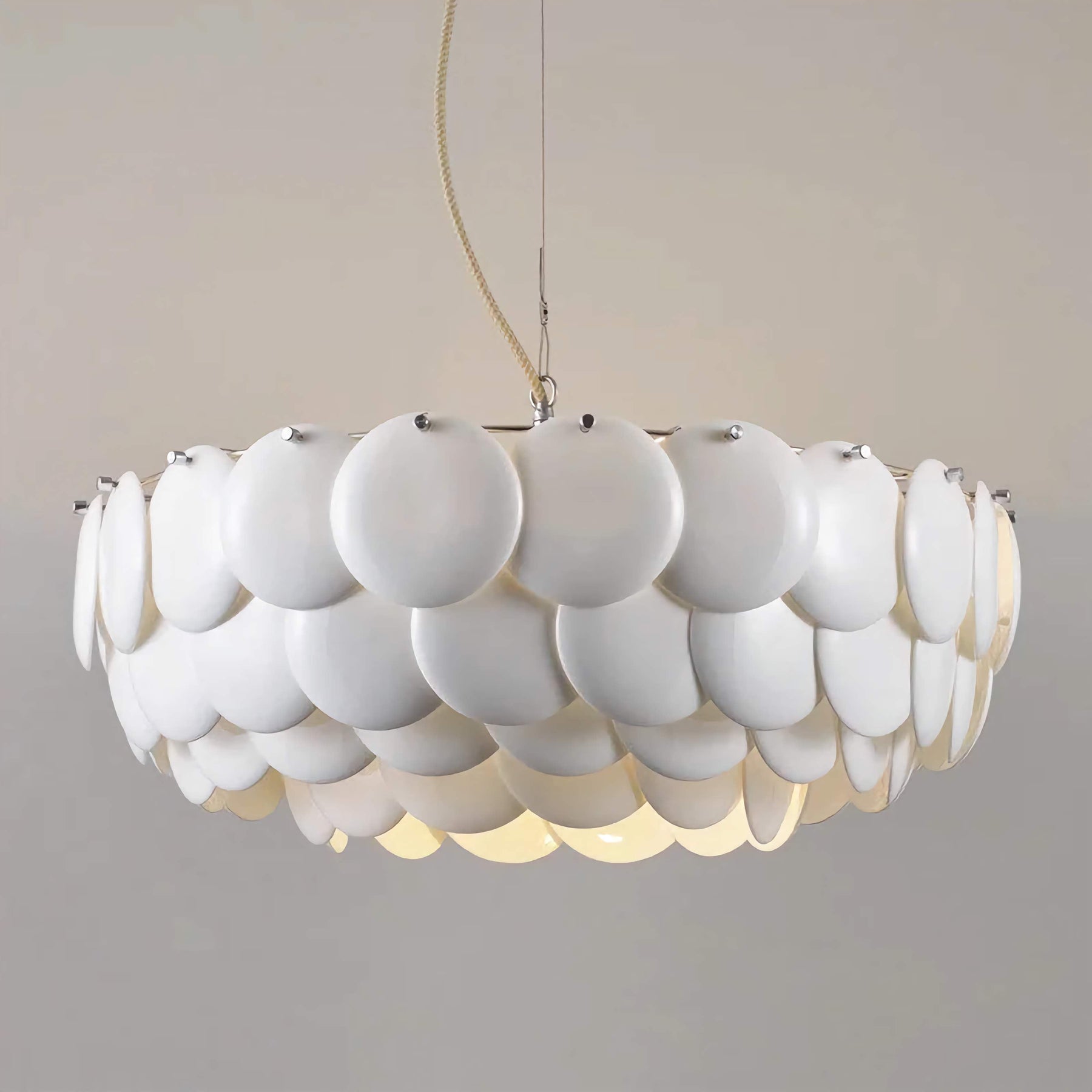 Luxurious Round Chandelier | Layered Scale Pattern | Glass Or Ceramic ...