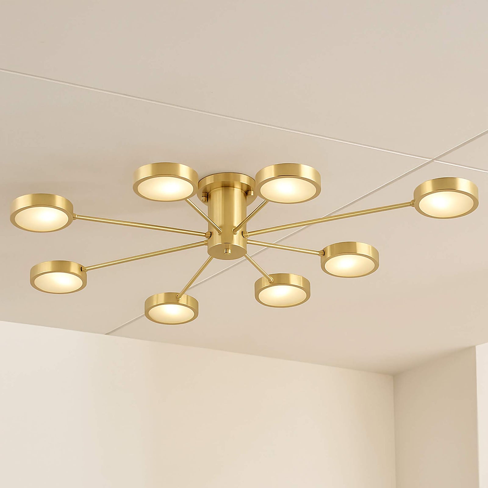 Modern Luxury Copper Semi-Flush Mount Ceiling Light for Low Ceilings