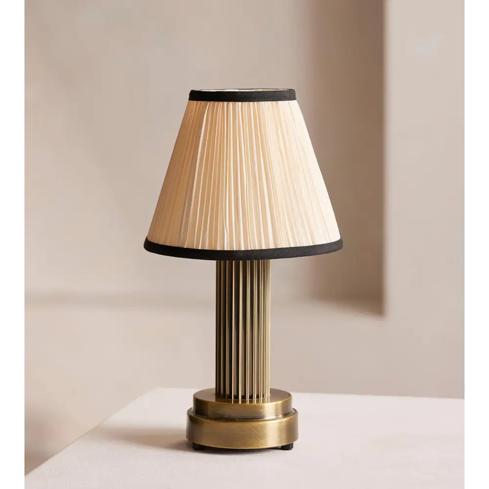 Pleated Fabric Shade Table Lamp | Fluted Copper Base Accent