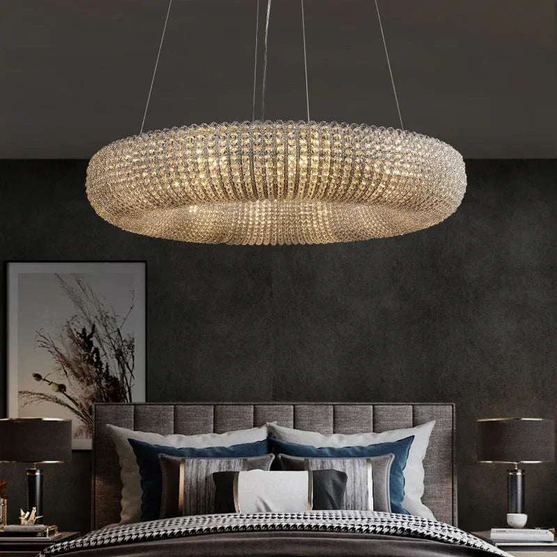 Silver Crystal Ring Chandelier | Suspended Oval Statement Light | Grand ...