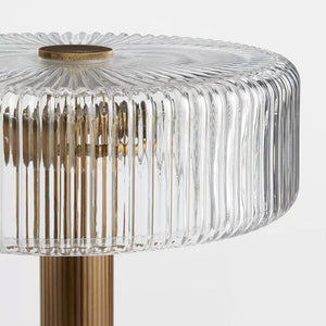 Ribbed Glass and Brass Table Lamp – Modern Bedside or Desk Lamp
