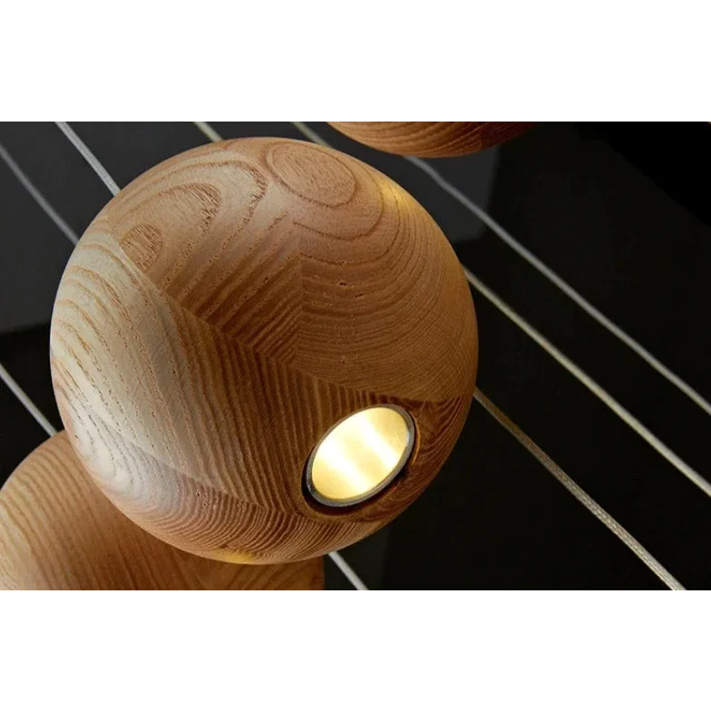 Wooden Sphere Pendant Lights For Dining Room Stairs Living Room